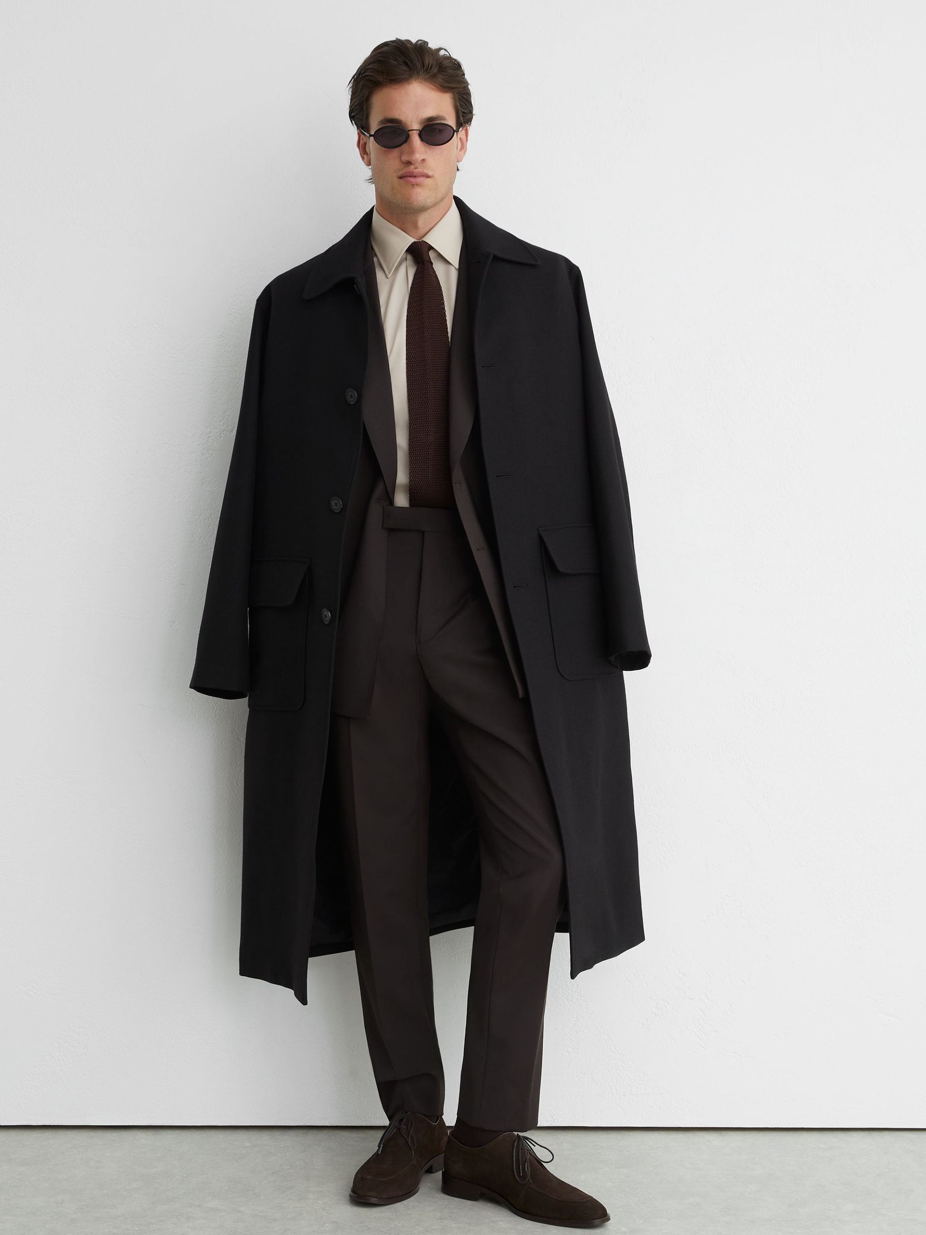 REISS Reiss Tailored-Fit Wool-Blend Suit Trousers with Side Adjusters